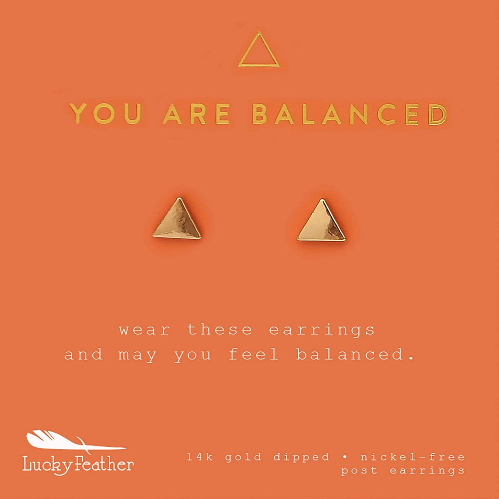 Lucky Feather You are Balanced - Gold Triangle Earrings – Taryn x ...
